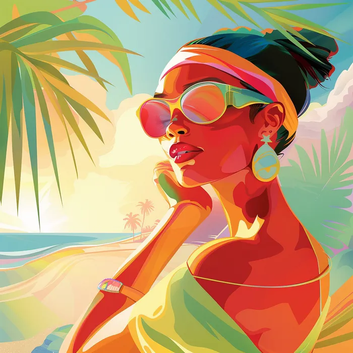 Tropical Vector Art Portrait Midjourney Prompt - promptsideas.com Tropical Vector Art Portrait Midjourney Prompt - promptsideas.com